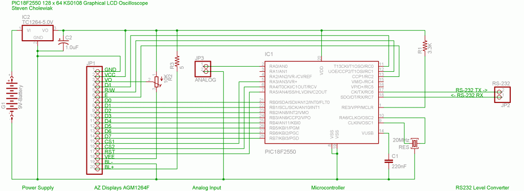 PIC18F2550 KS0108 Graphical LCD Oscilloscope – semifluid.com